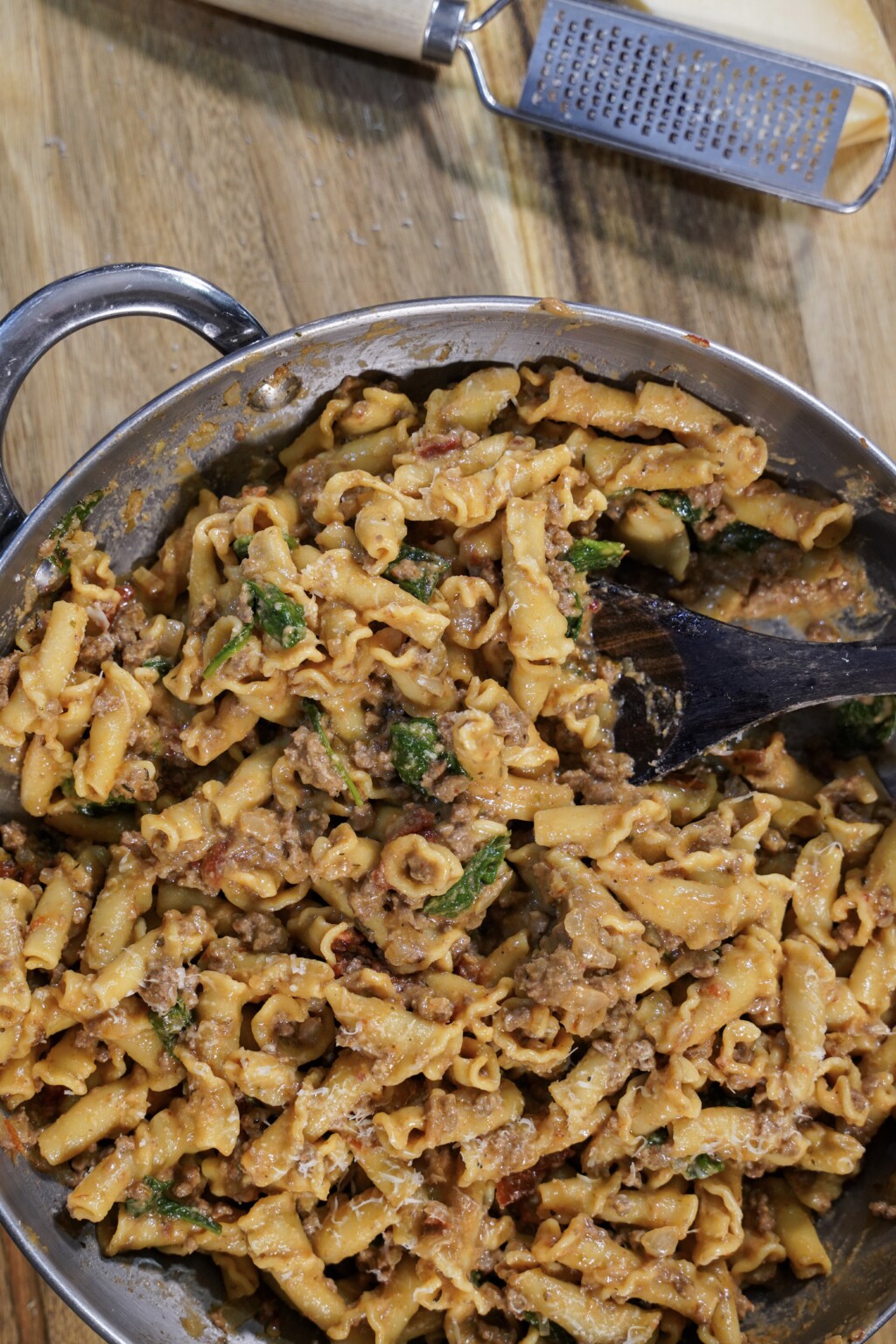 One Pot Creamy Venison Tuscan Pasta - JennDanella.com